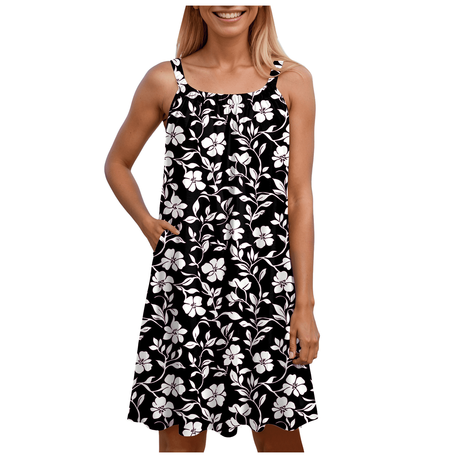 Fulorrnie Dresses for Women Halter Mid Length Sleeveless Summer Shift ...