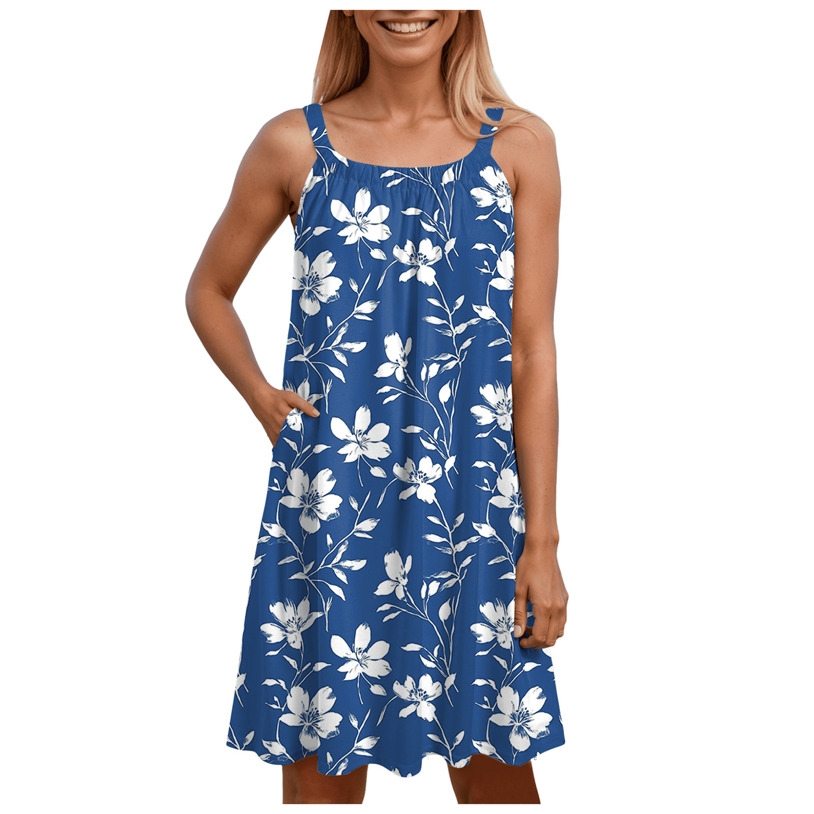 Fulorrnie Dresses for Women Halter Mid Length Sleeveless Summer Shift ...