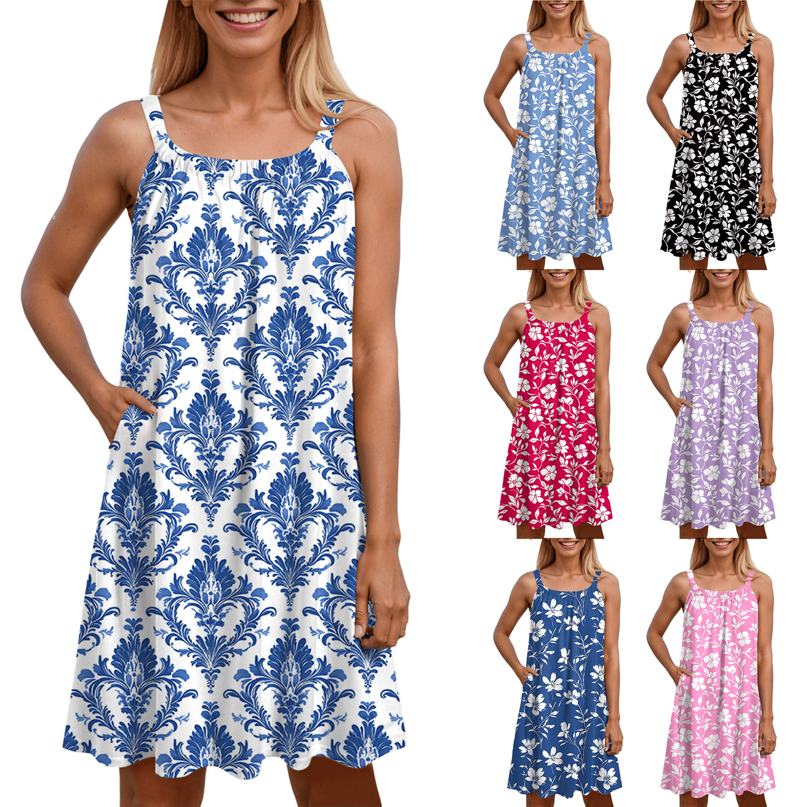 Fulorrnie Dresses for Women Halter Mid Length Sleeveless Summer Shift ...