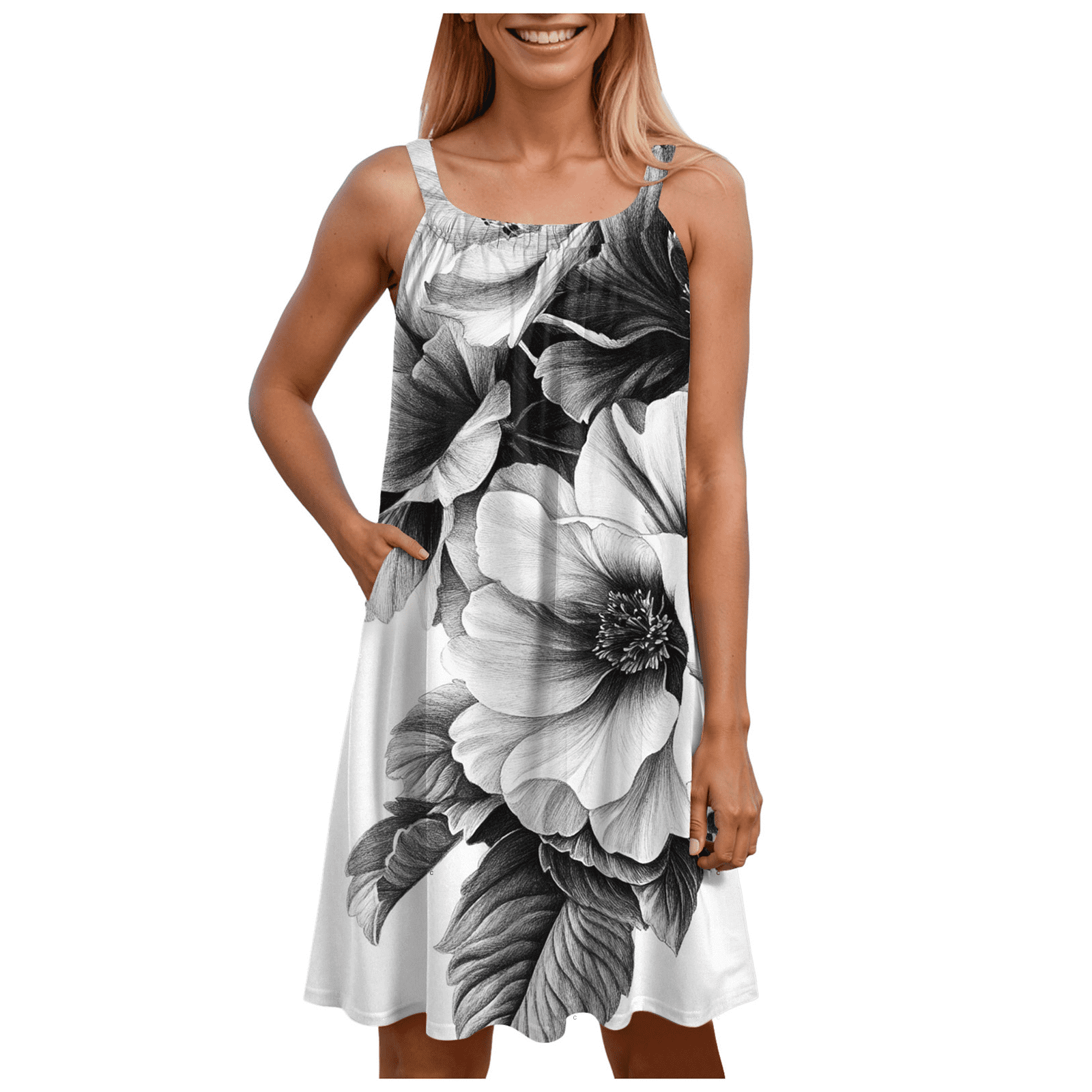 Fulorrnie Dresses for Women Halter Sleeveless Mid Length Summer Shift ...