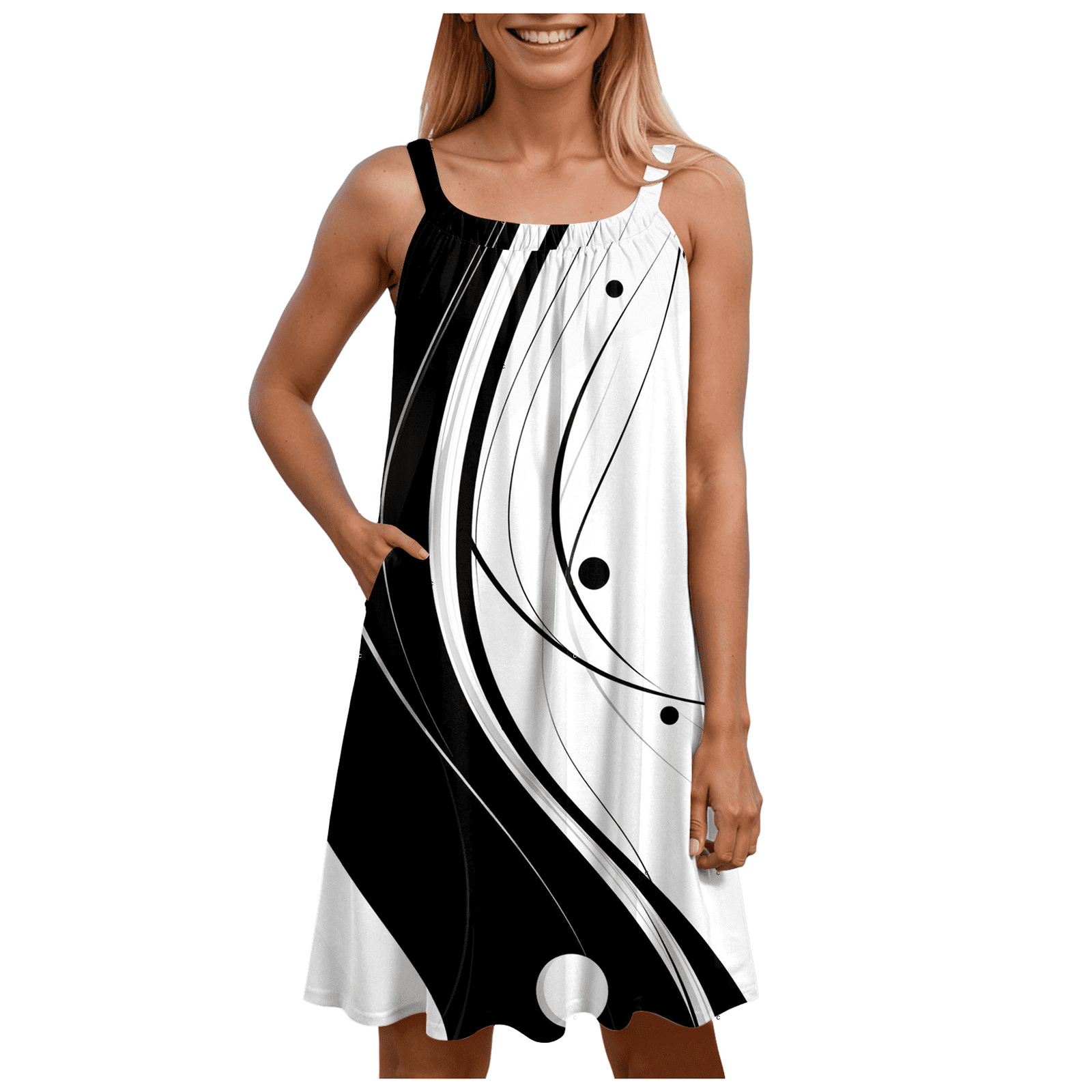 Fulorrnie Dresses for Women Halter Sleeveless Mid Length Summer Shift ...