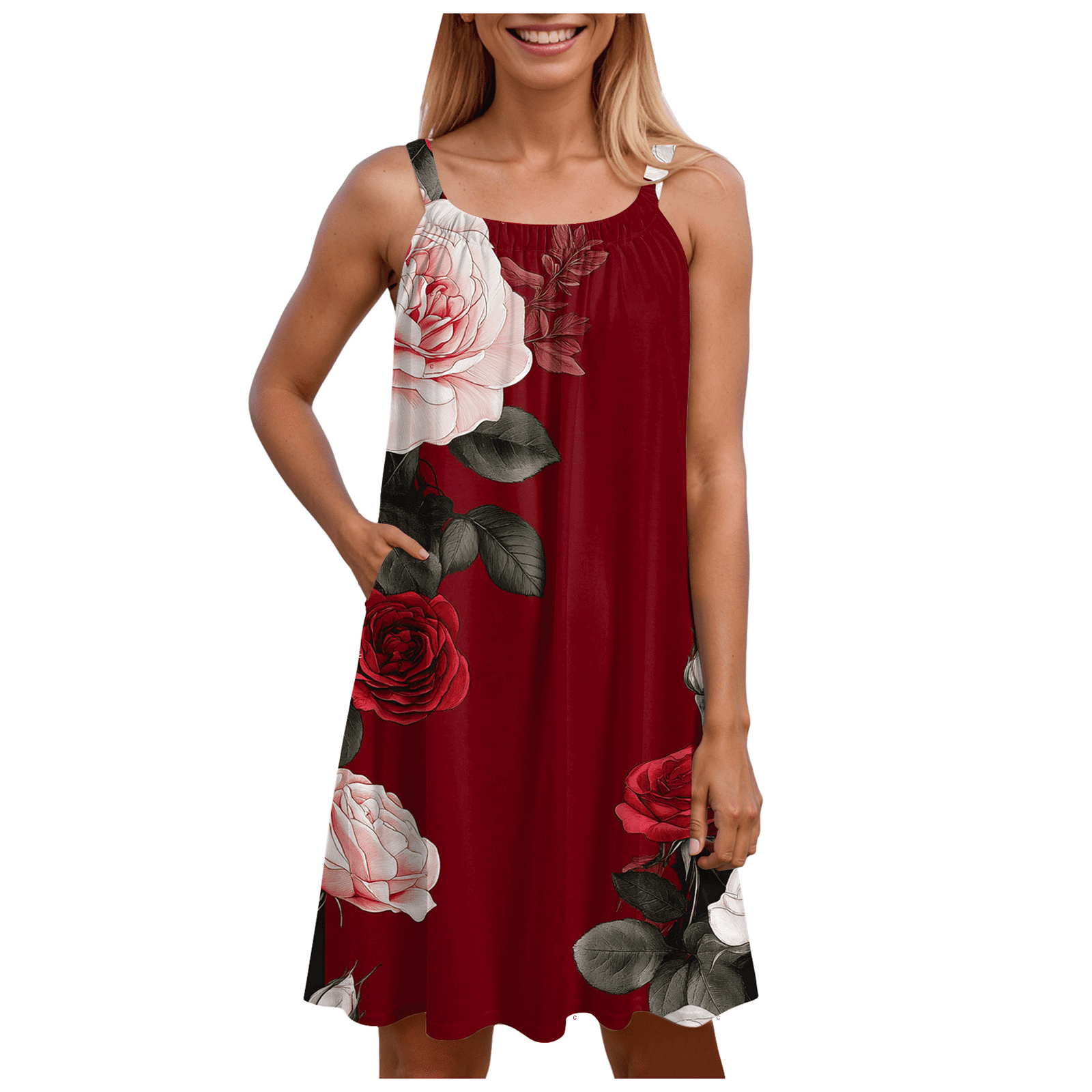 Fulorrnie Dresses for Women Halter Sleeveless Mid Length Summer Shift ...