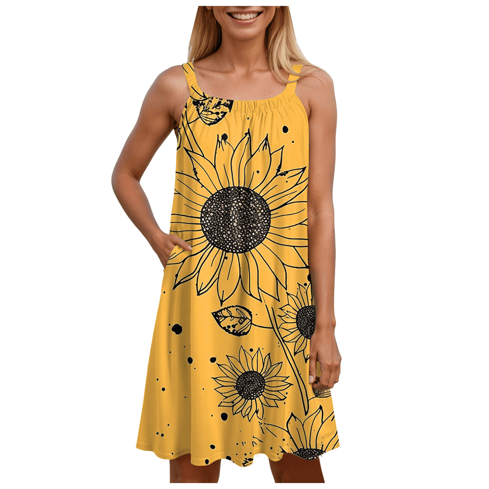 Fulorrnie Dresses for Women Halter Sleeveless Mid Length Summer Shift ...