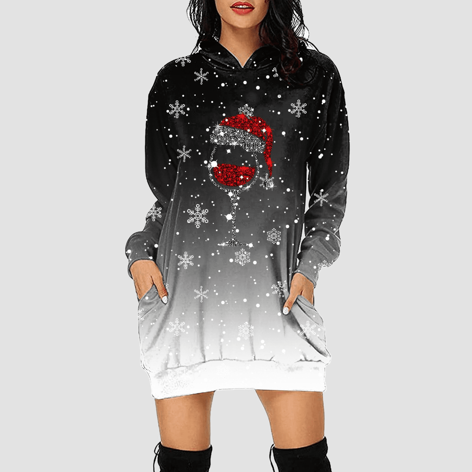 Fulorrnie Dresses for Women Hooded Mid Length Long Sleeve Autumn ...