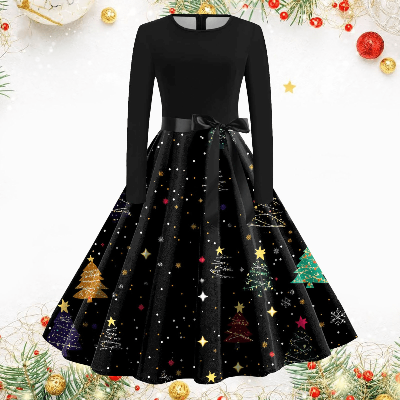 Fulorrnie Dresses for Women Long Sleeve V Neck Maxi Winter A Line Solid ...