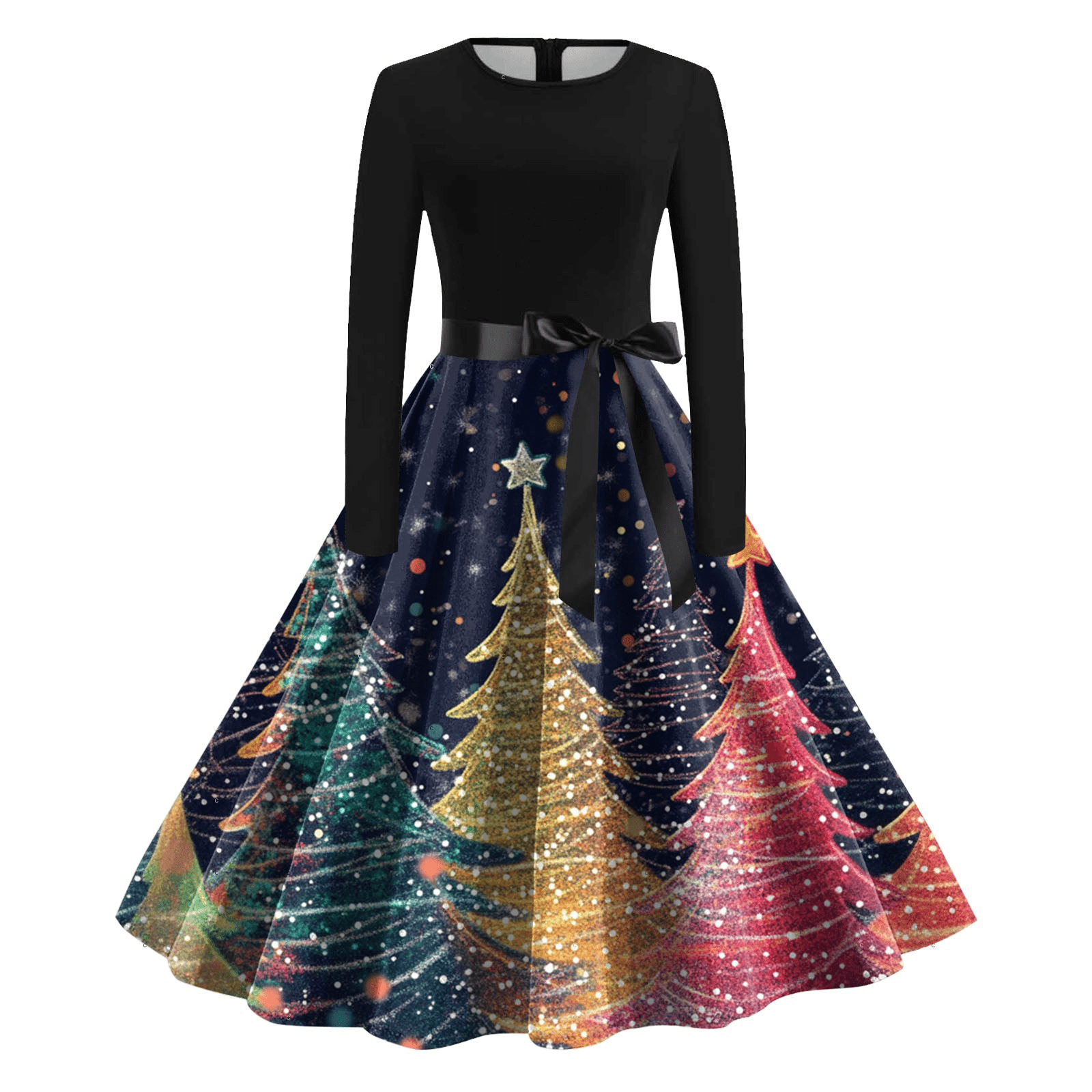 Fulorrnie Dresses for Women Long Sleeve V Neck Maxi Winter A Line Solid ...