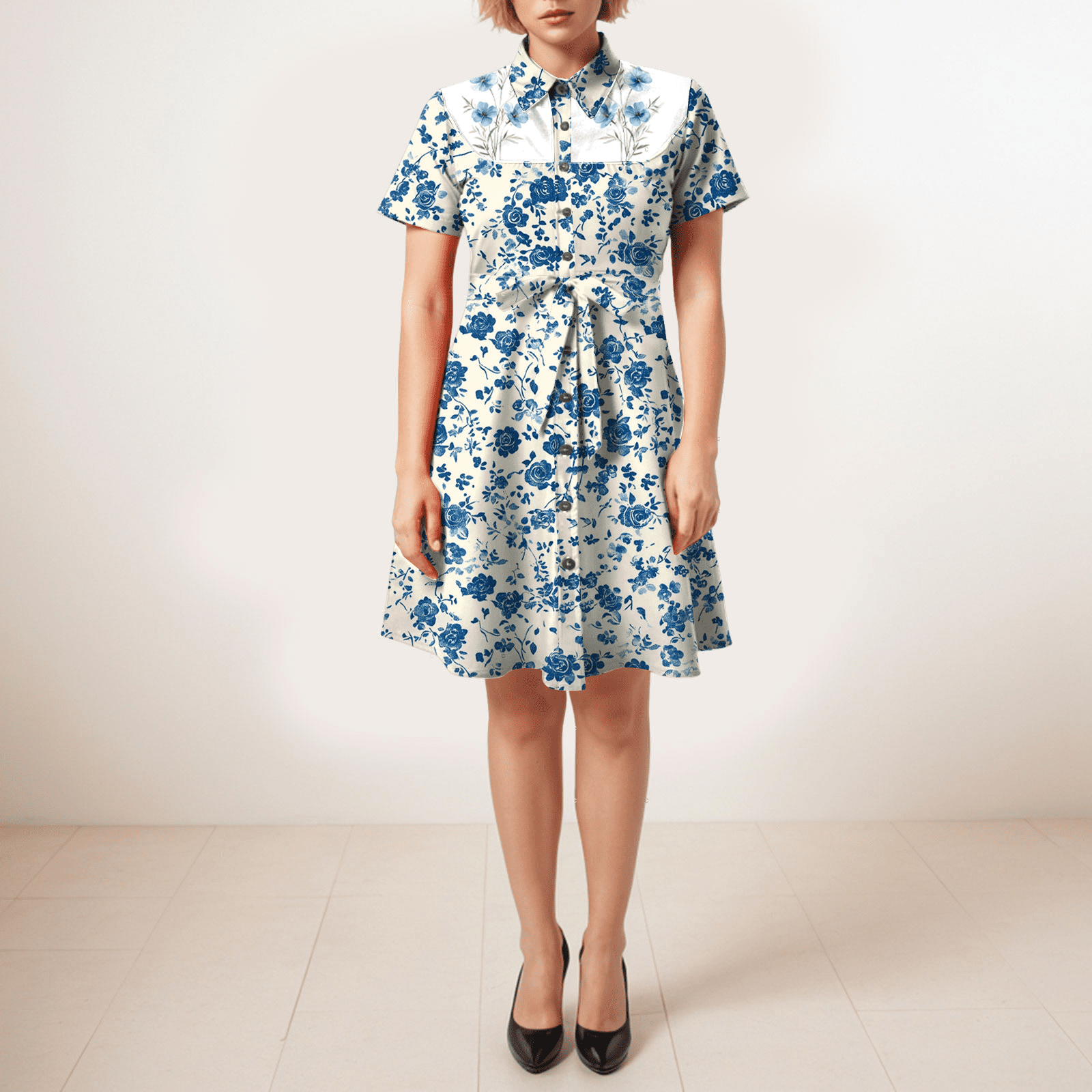 Fulorrnie Dresses for Women Mid Length Collared Short Sleeve Summer A ...