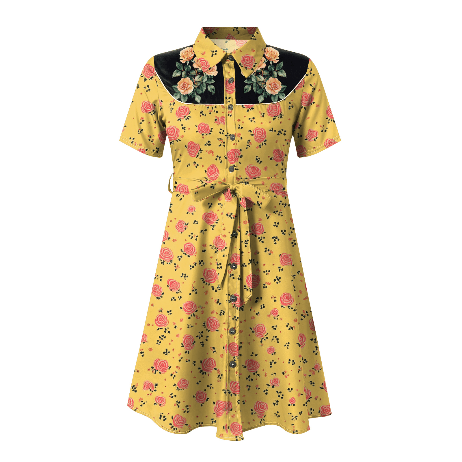 Fulorrnie Dresses for Women Mid Length Collared Short Sleeve Summer A ...
