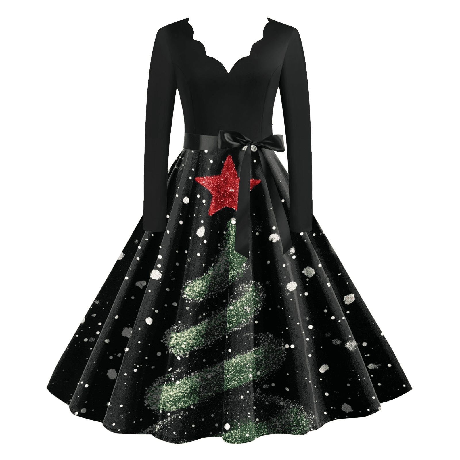 Fulorrnie Dresses for Women Plus Size Maxi V Neck Long Sleeve Winter A ...