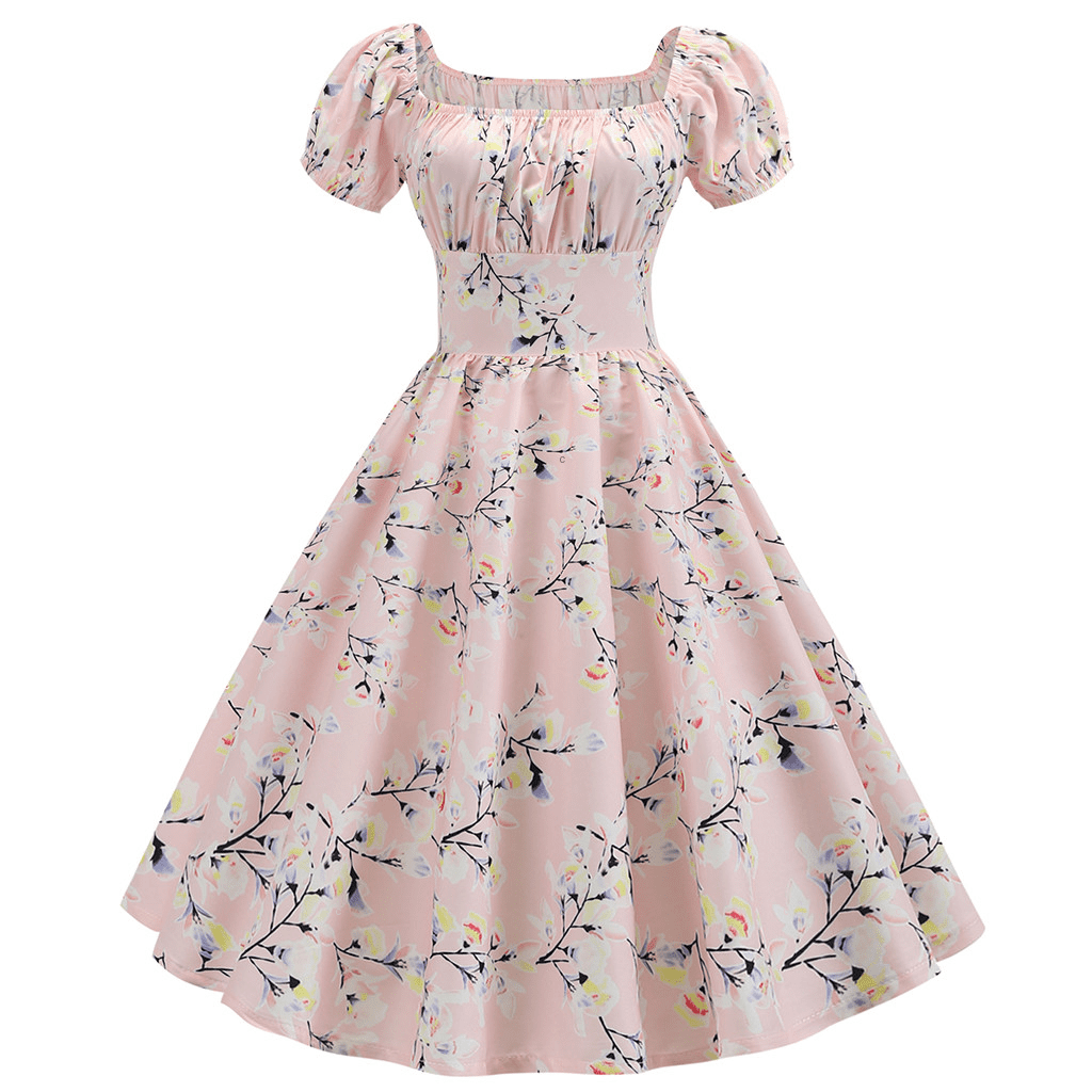 Fulorrnie Dresses for Women Plus Size Short Sleeve Mid Length Square ...