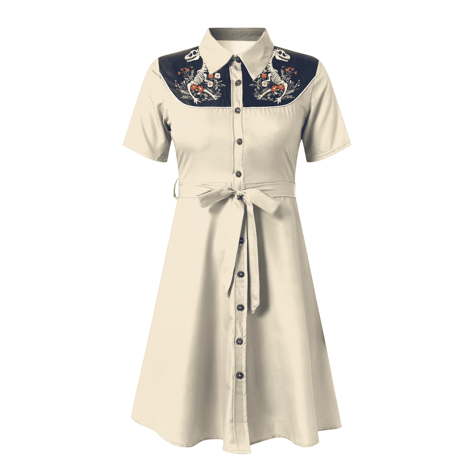 Fulorrnie Dresses for Women Short Sleeve Collared Mid Length Summer A ...