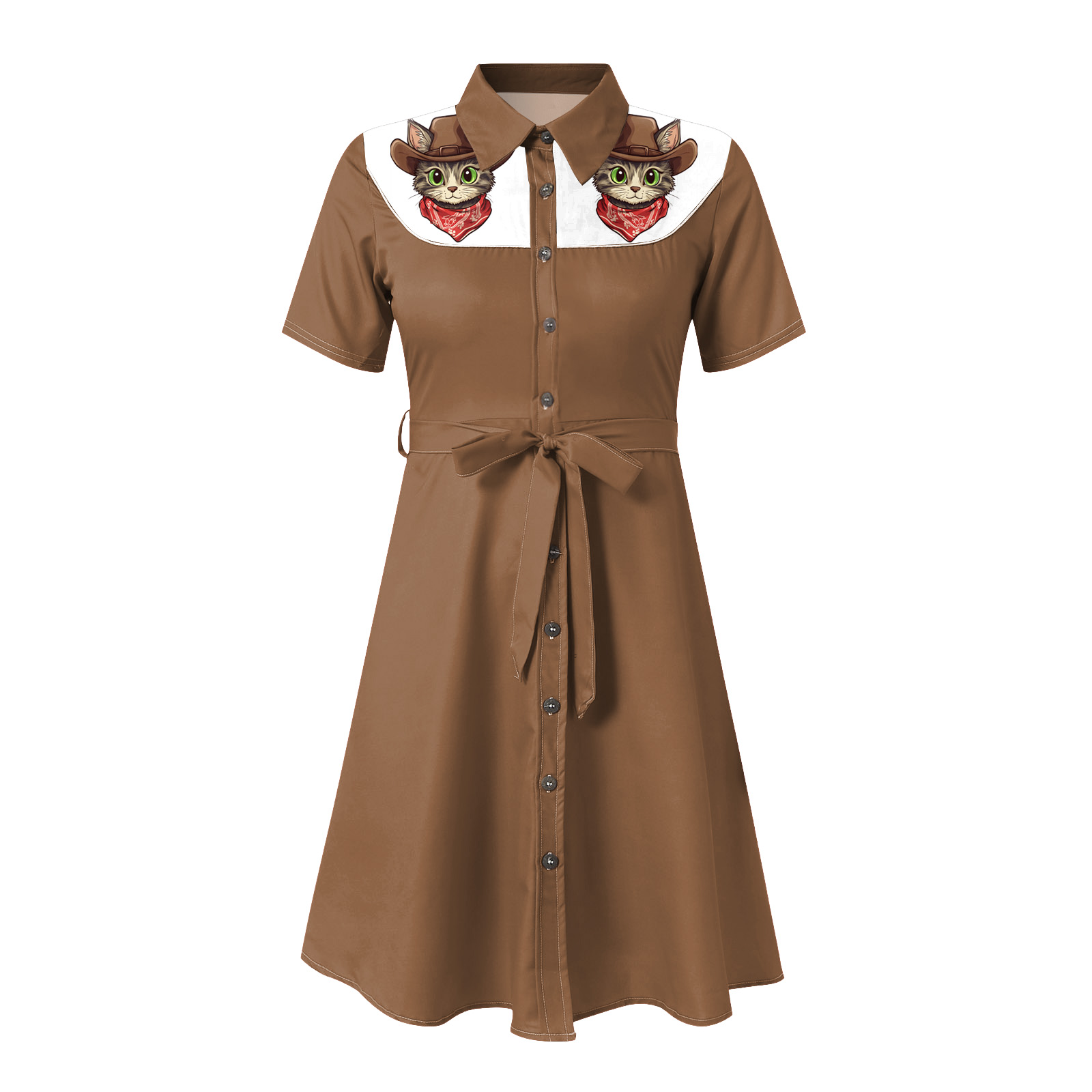 Fulorrnie Dresses for Women Short Sleeve Collared Mid Length Summer A ...