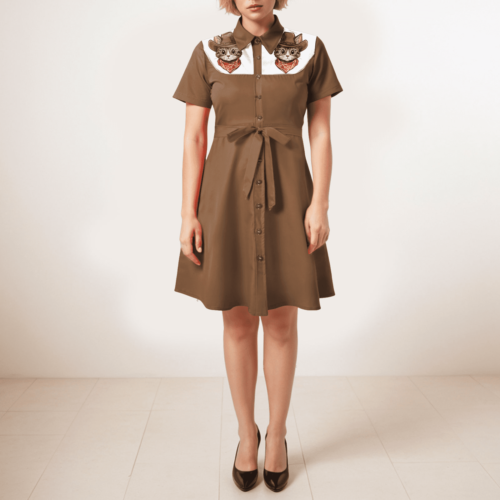 Fulorrnie Dresses for Women Short Sleeve Collared Mid Length Summer A ...