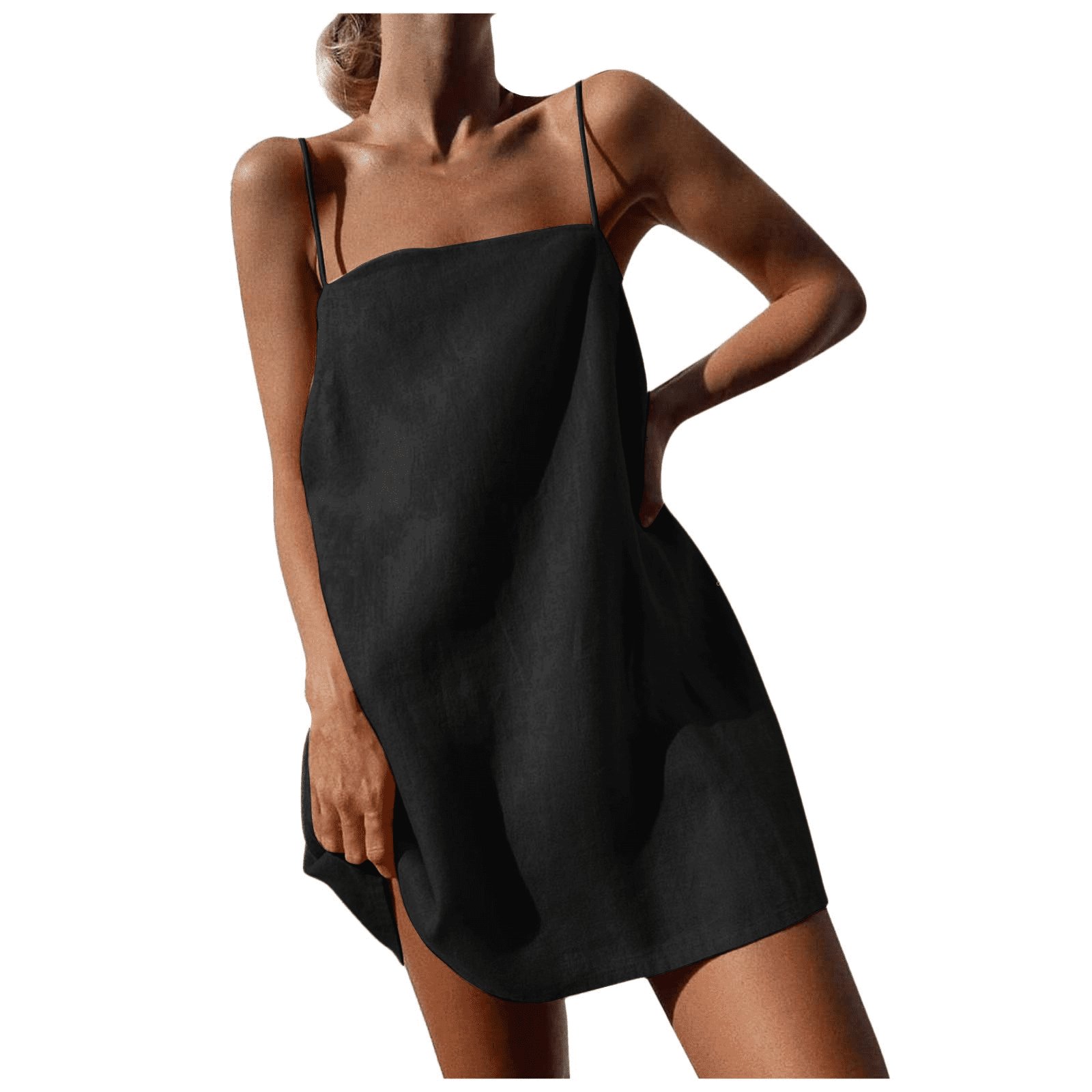 Fulorrnie Dresses for Women Sleeveless Mid Length Halter Summer Slip ...