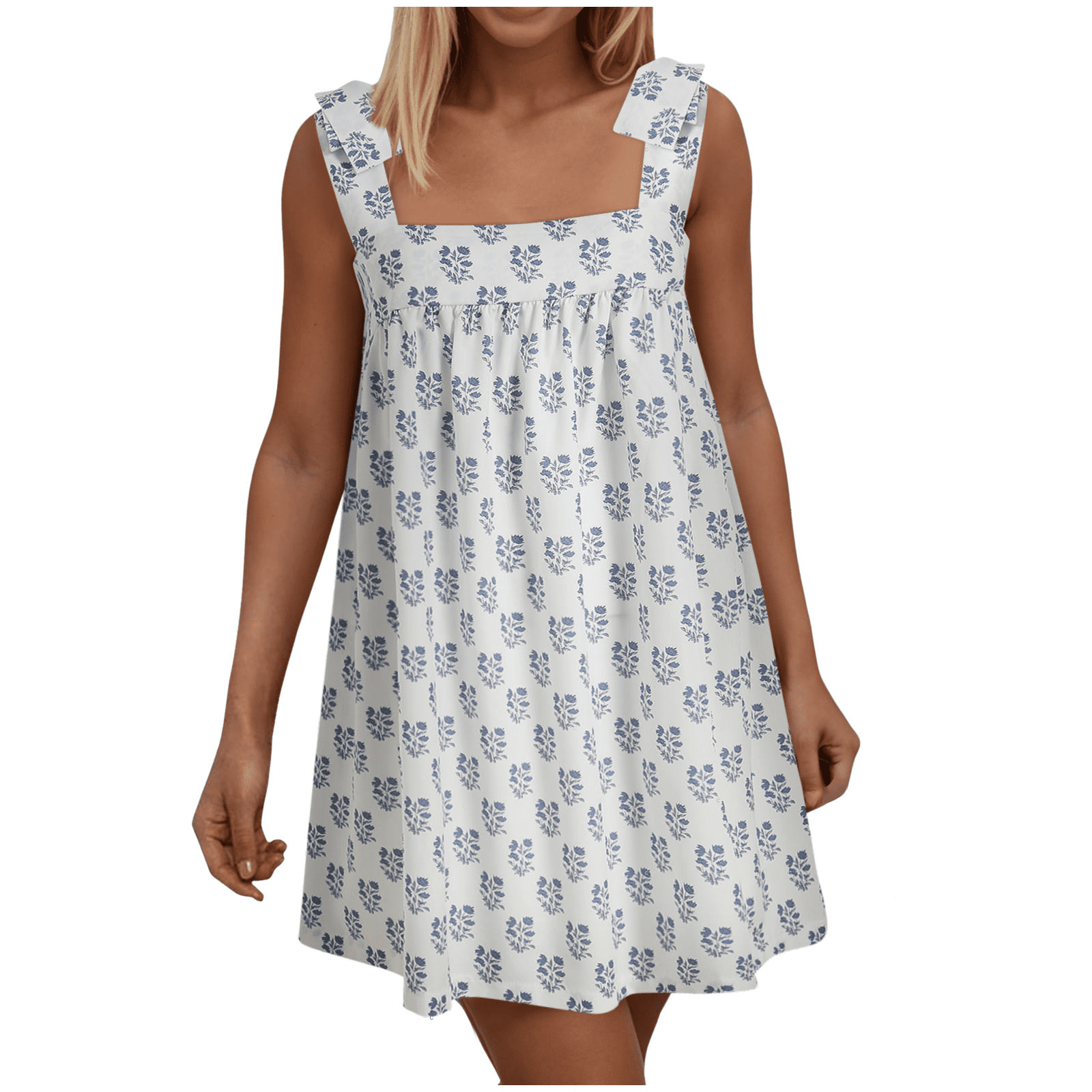 Fulorrnie Dresses for Women Square Neckline Mini Short Sleeve Summer A ...
