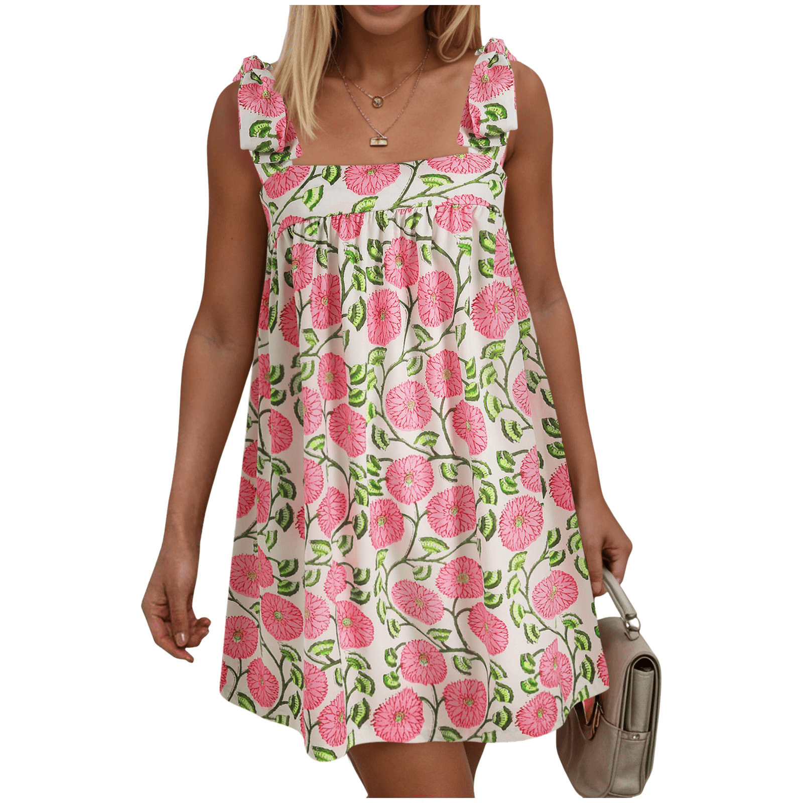 Fulorrnie Dresses for Women Square Neckline Mini Short Sleeve Summer A ...