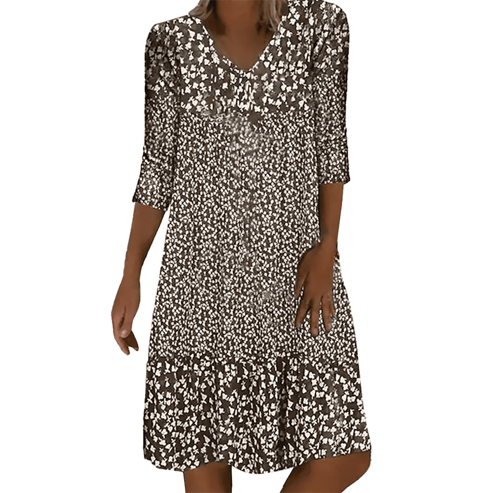 Fulorrnie Dresses for Women V Neck Elbow Length Mid Spring A Line ...