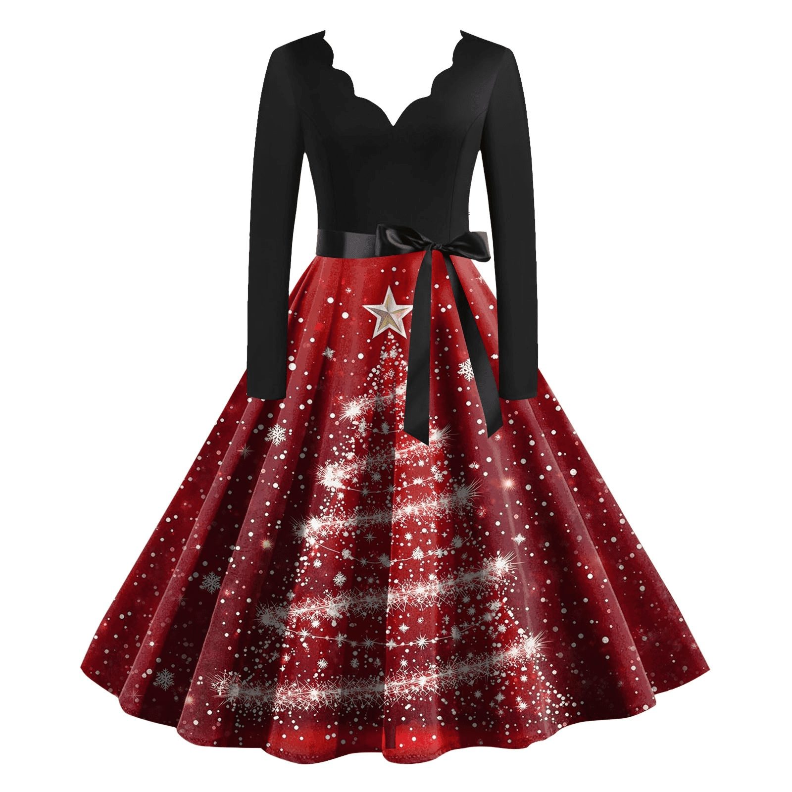 Fulorrnie Dresses for Women V Neck Maxi Long Sleeve Winter A Line Set ...