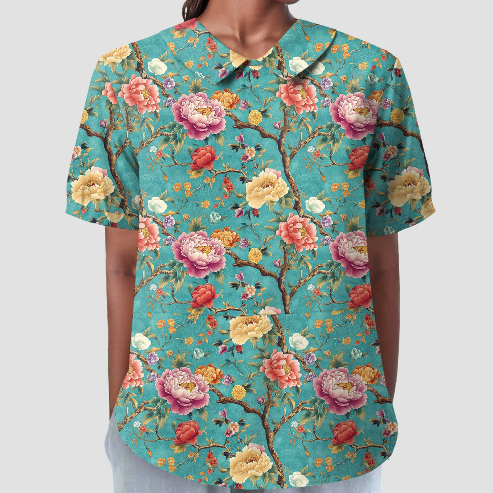 Fulorrnie Flounce Blouses for Women Petite Bell Short Sleeve Collared ...