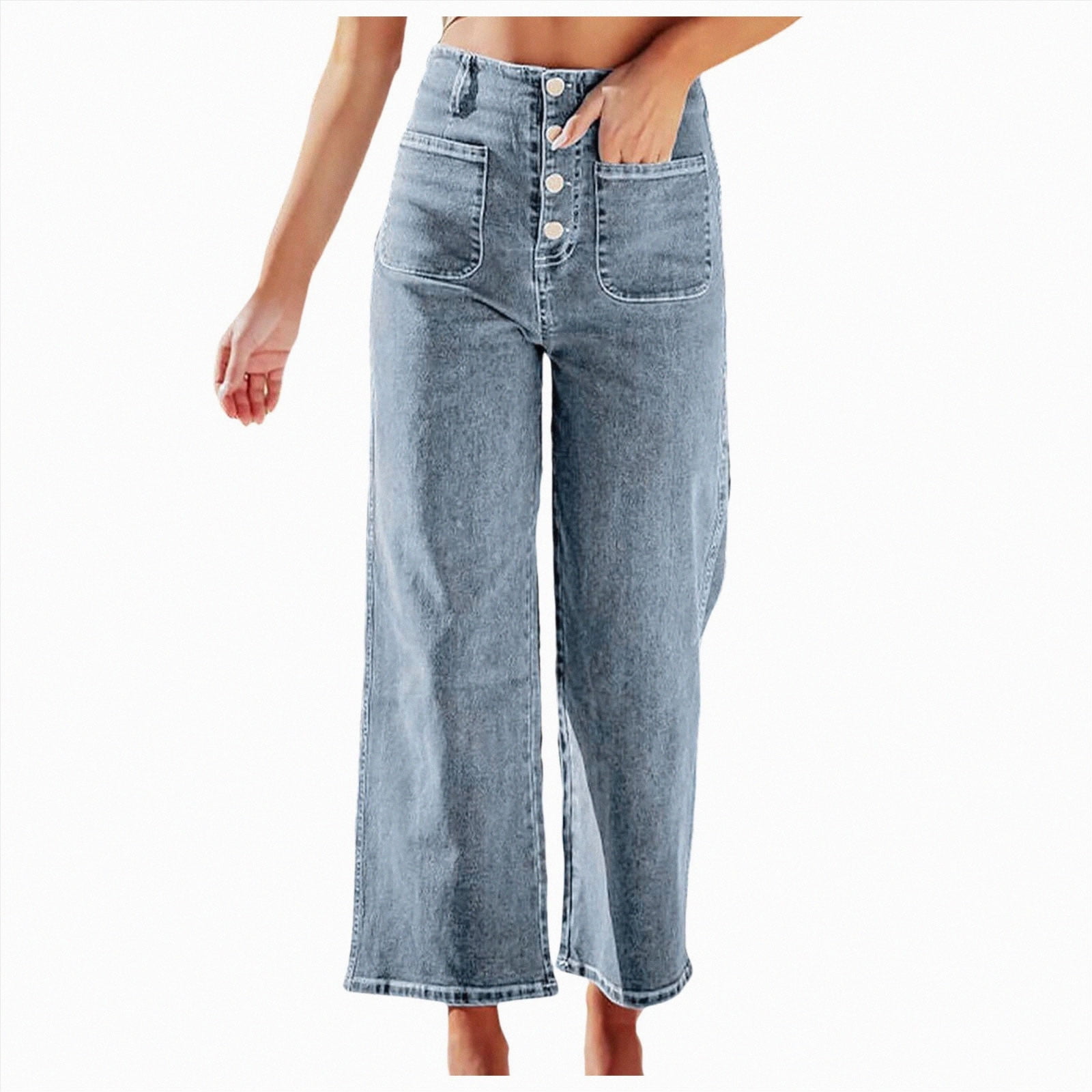 Fulorrnie Jeans for Women Plus Size Girlfriend High Rise Exterior ...