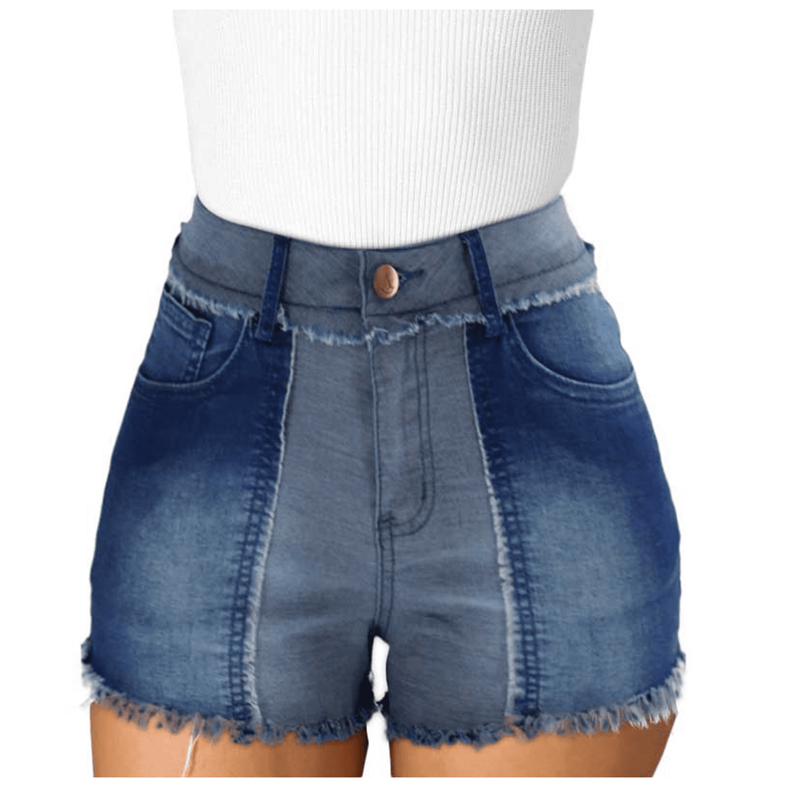 Fulorrnie Jeans for Women Pocket Short High Rise Loose Fit Elastic ...
