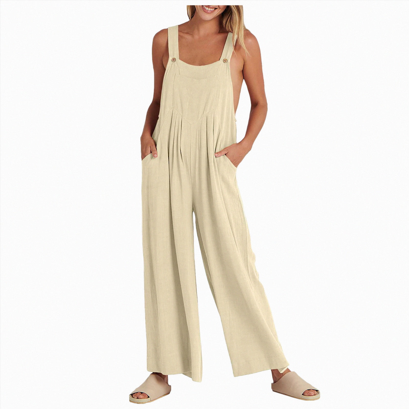 Fulorrnie Jumpsuits for Women One Piece Ventilated Loose Fit Flowy Wide ...