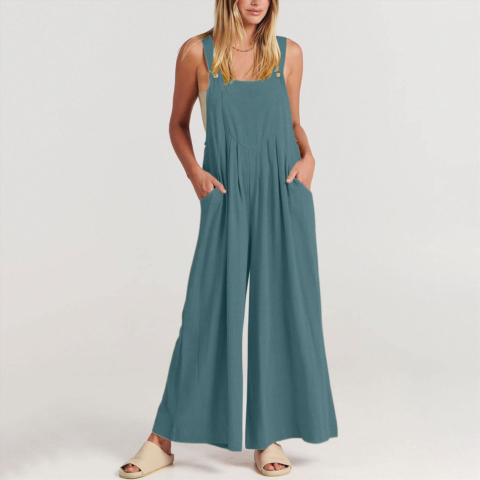 Fulorrnie Jumpsuits for Women One Piece Ventilated Loose Fit Flowy Wide ...