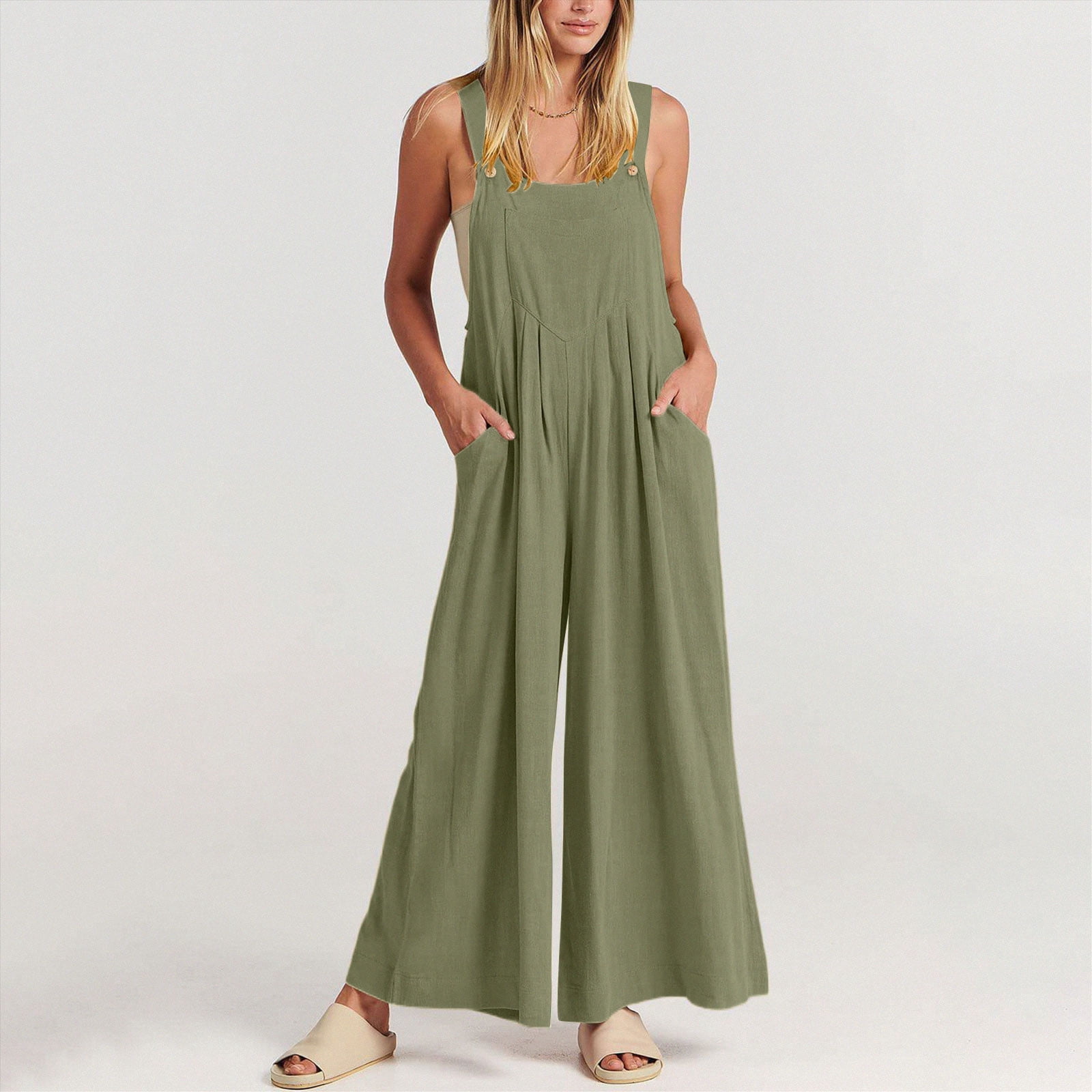 Fulorrnie Jumpsuits for Women One Piece Ventilated Loose Fit Flowy Wide ...