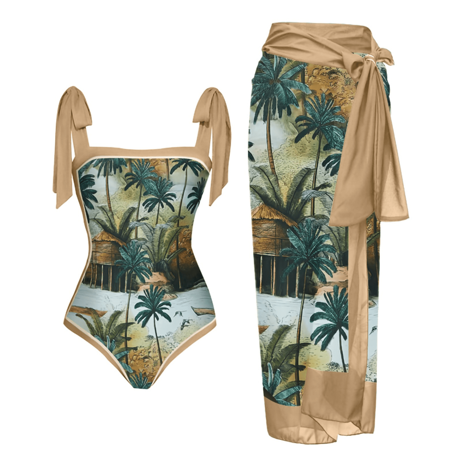 Fulorrnie One Piece Swimsuit for Women Adjustable Straps Cover Ups Crew ...