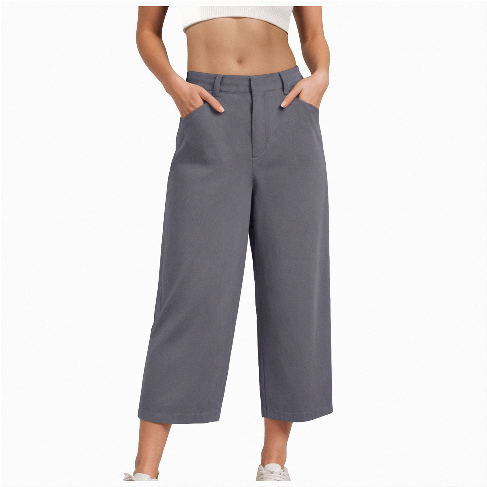 Fulorrnie Pants for Plus Size Women Trousers Flat Front Regular Fit ...