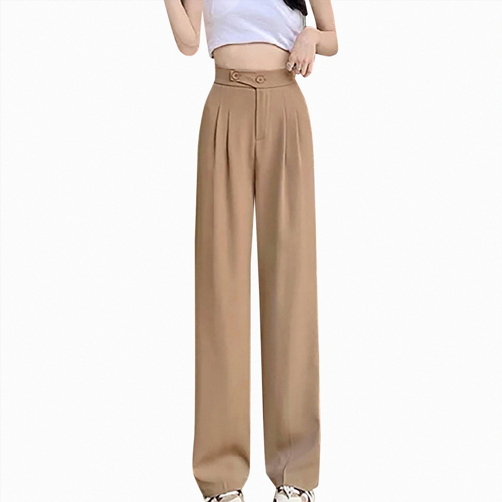 Fulorrnie Pants for Plus Size Women Trousers Straight Leg Dress Pant ...