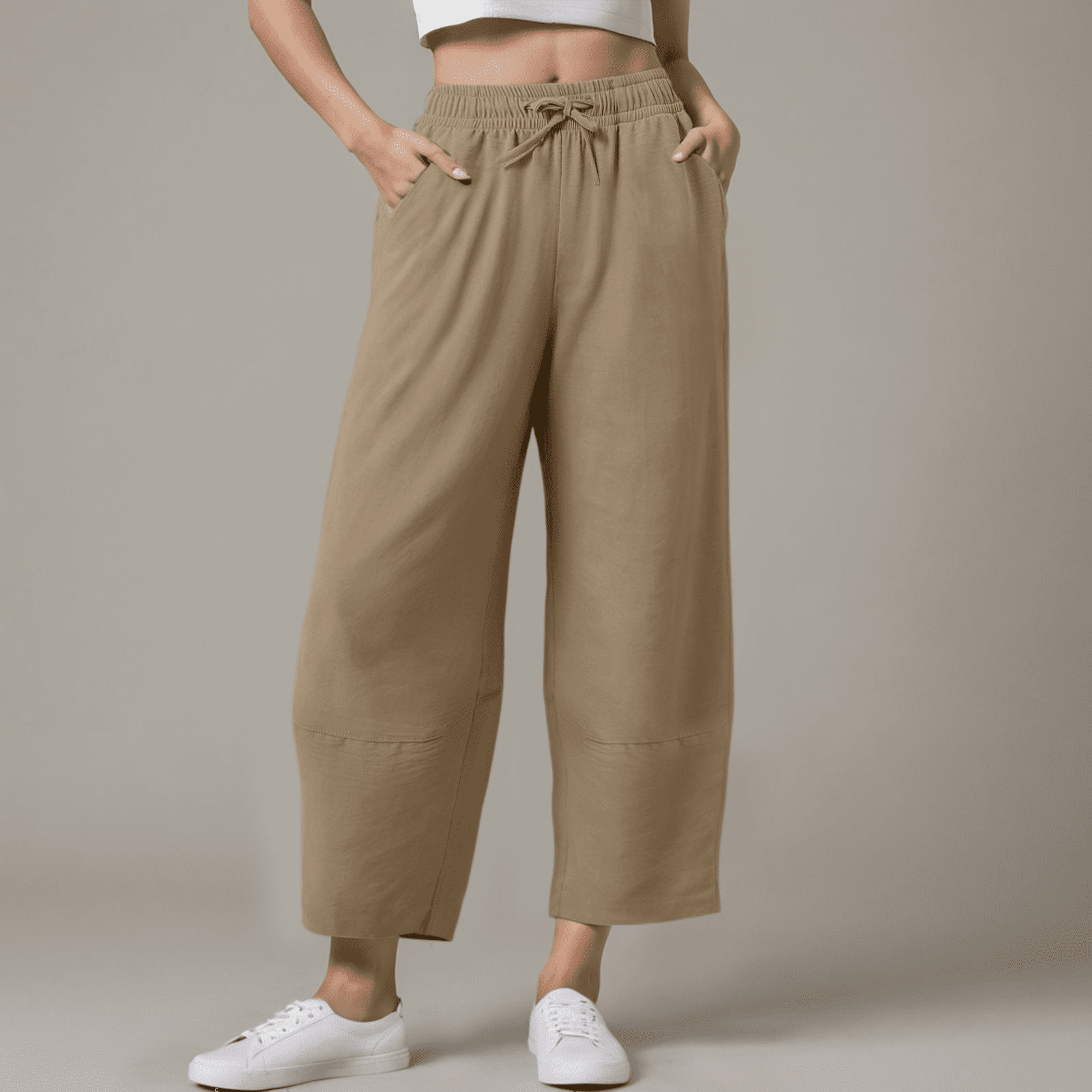 Fulorrnie Pants for Women Plus Size Everyday Full Exterior Pocket High ...