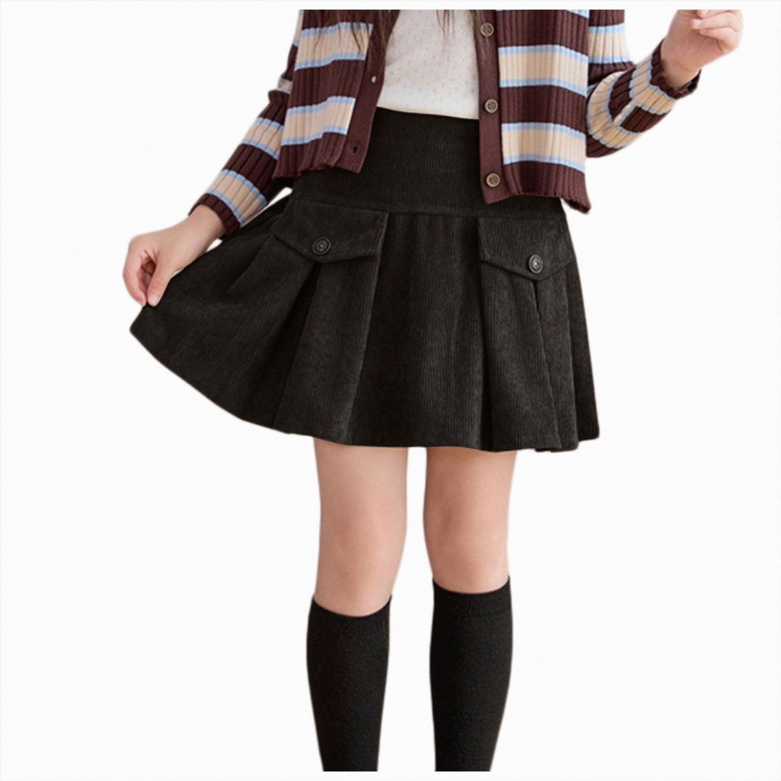 Fulorrnie Skirts for Women High Waisted Elastic Waist A line School ...