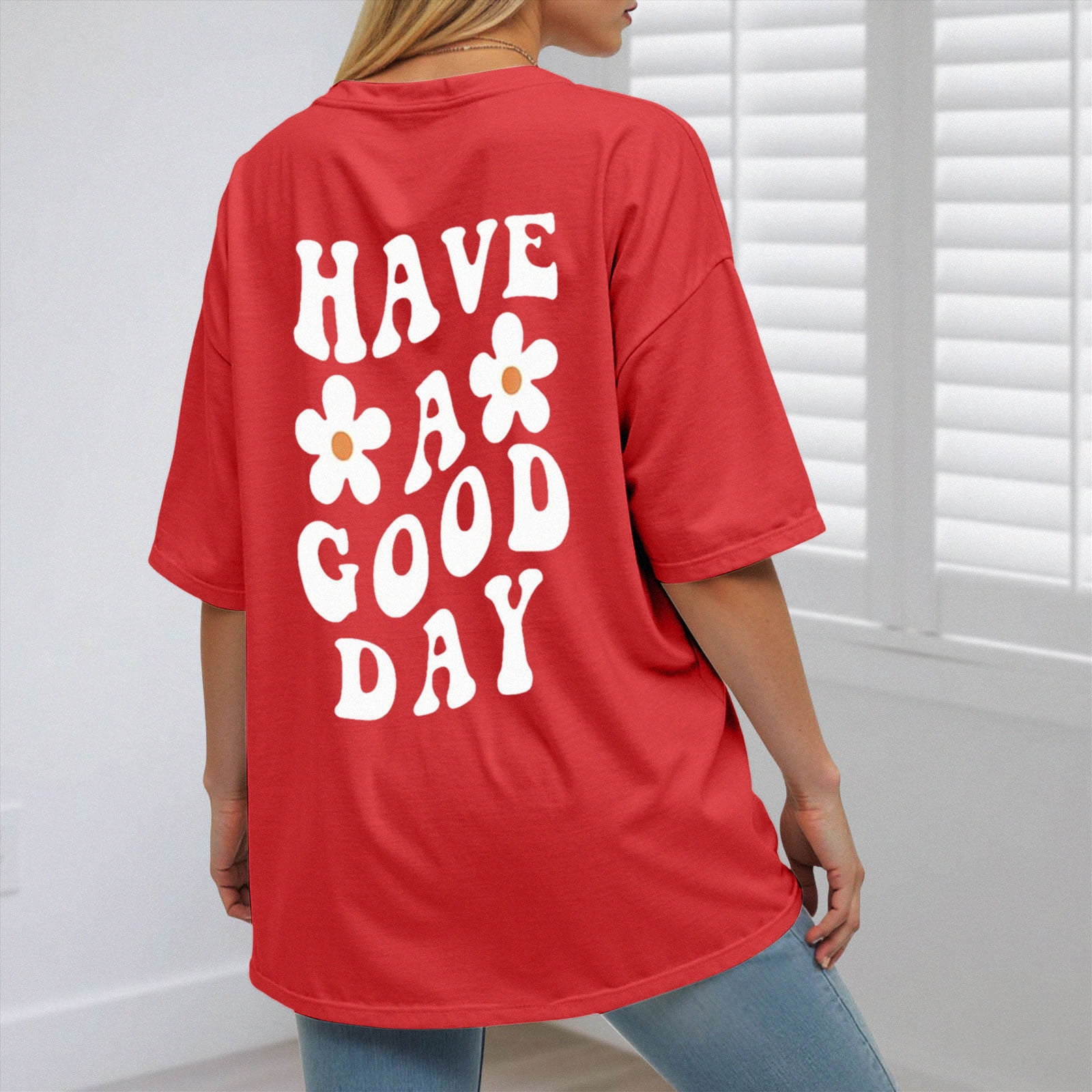 Fulorrnie T Shirts for Women Crew Neck Short Sleeve Casual Graphic Tees ...