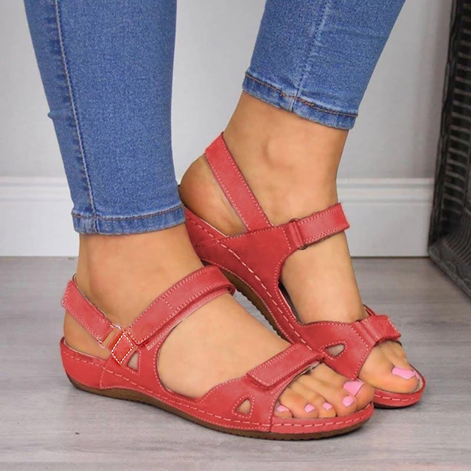 Fulorrnie Womens Sandals Women's Wedge Sandals Open Toe Fashion Casual ...