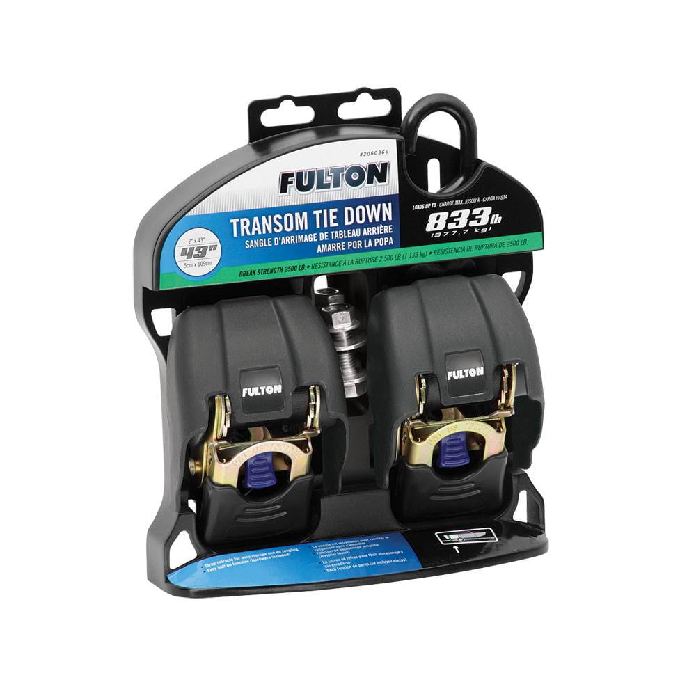 Fulton 2 x 43" Zinc Transom Retractable Ratchet Boat Tie Down Straps (4 ...