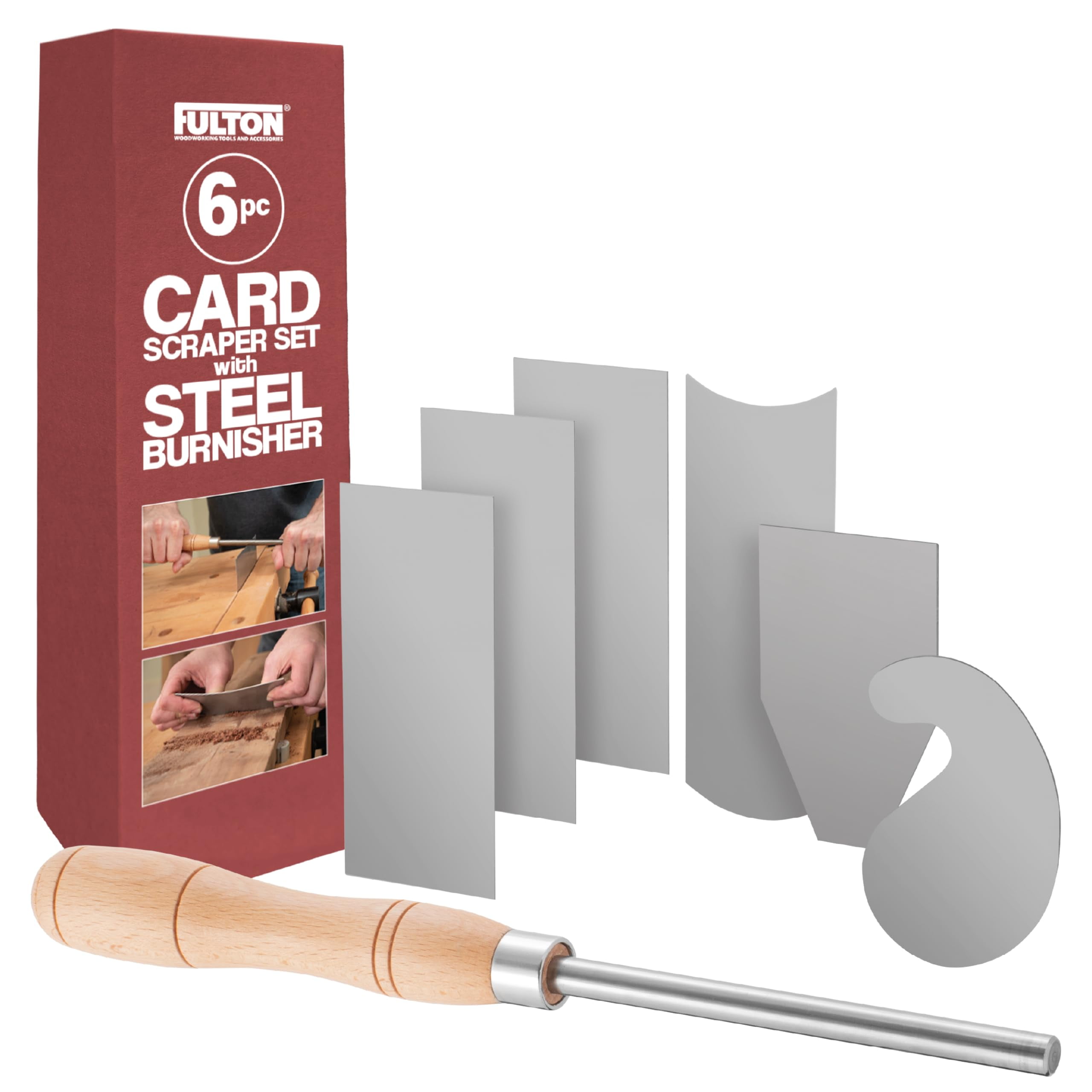 Fulton Cabinet Scraper Burnisher with 6 Piece Multi-Shaped Card Scraper ...