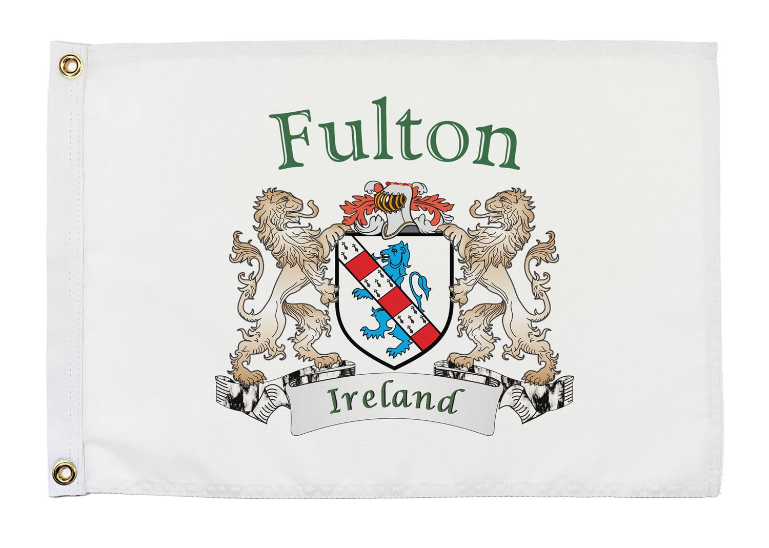 Fulton Irish Coat of Arms Small White Flag - 16"x10.5" inches - Walmart.com