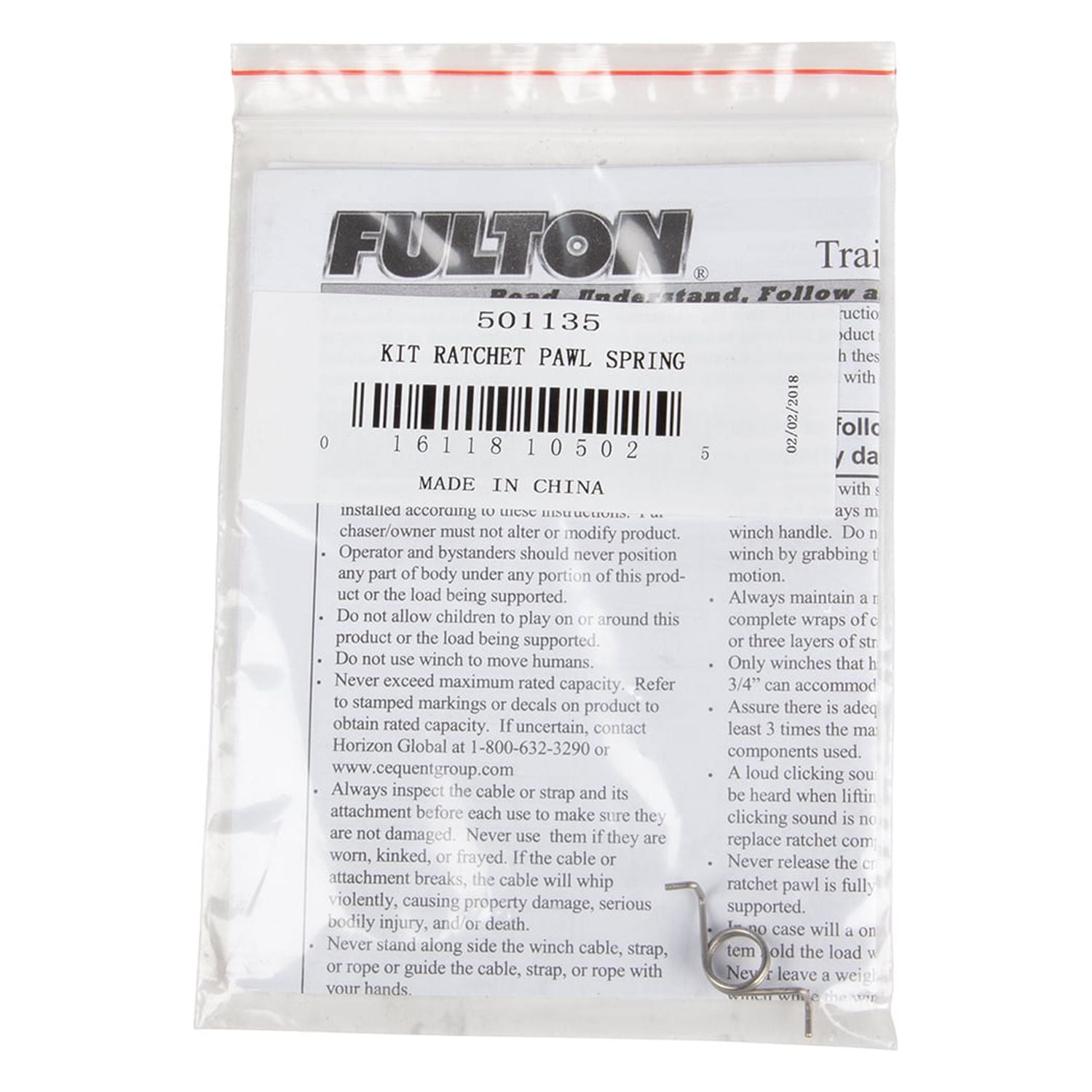 Fulton Replacement Part, Trailer Winch Ratchet Spring, Two-Speed ...