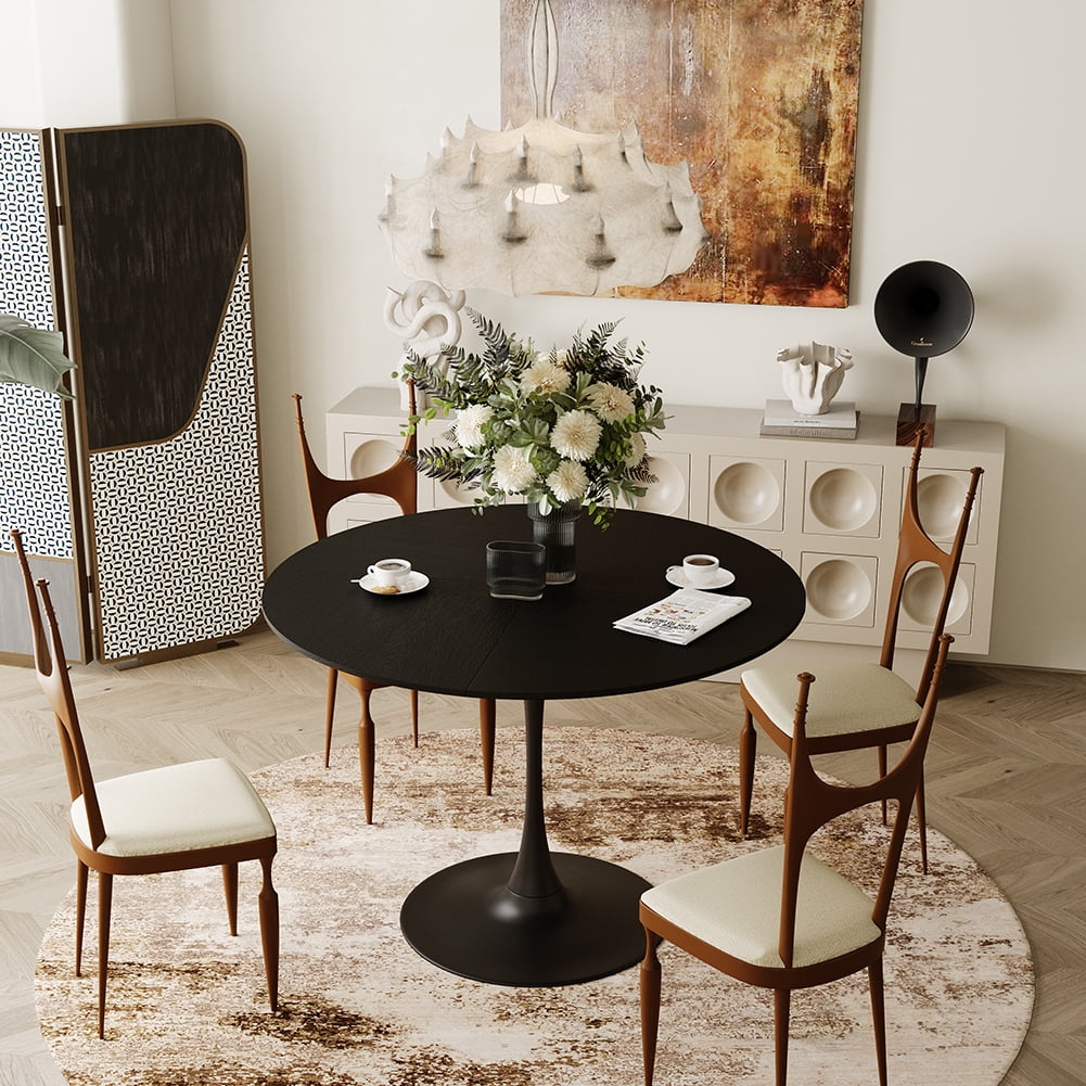Fulvari 42.13" Modern Round Dining Table With MDF Table Top Metal ...