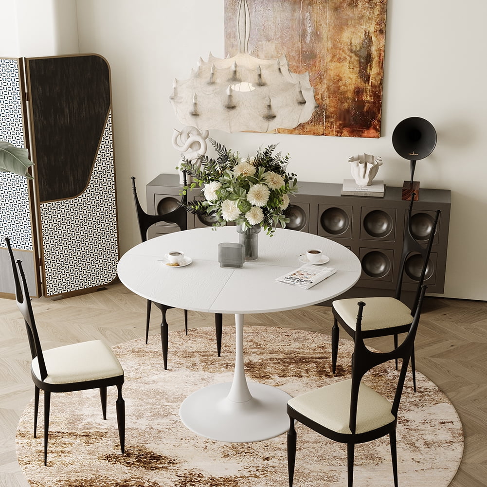 Fulvari 42.13" Modern Round Dining Table With MDF Table Top Metal ...