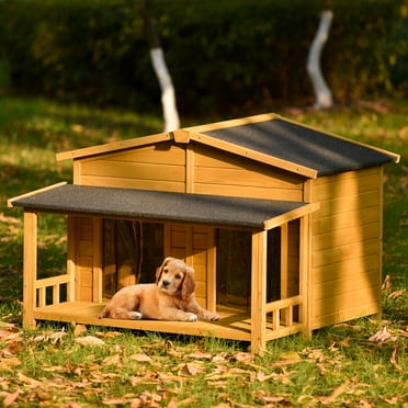 Pawhut Wooden Large Dog House, Perfect for the Porch or Deck and ...