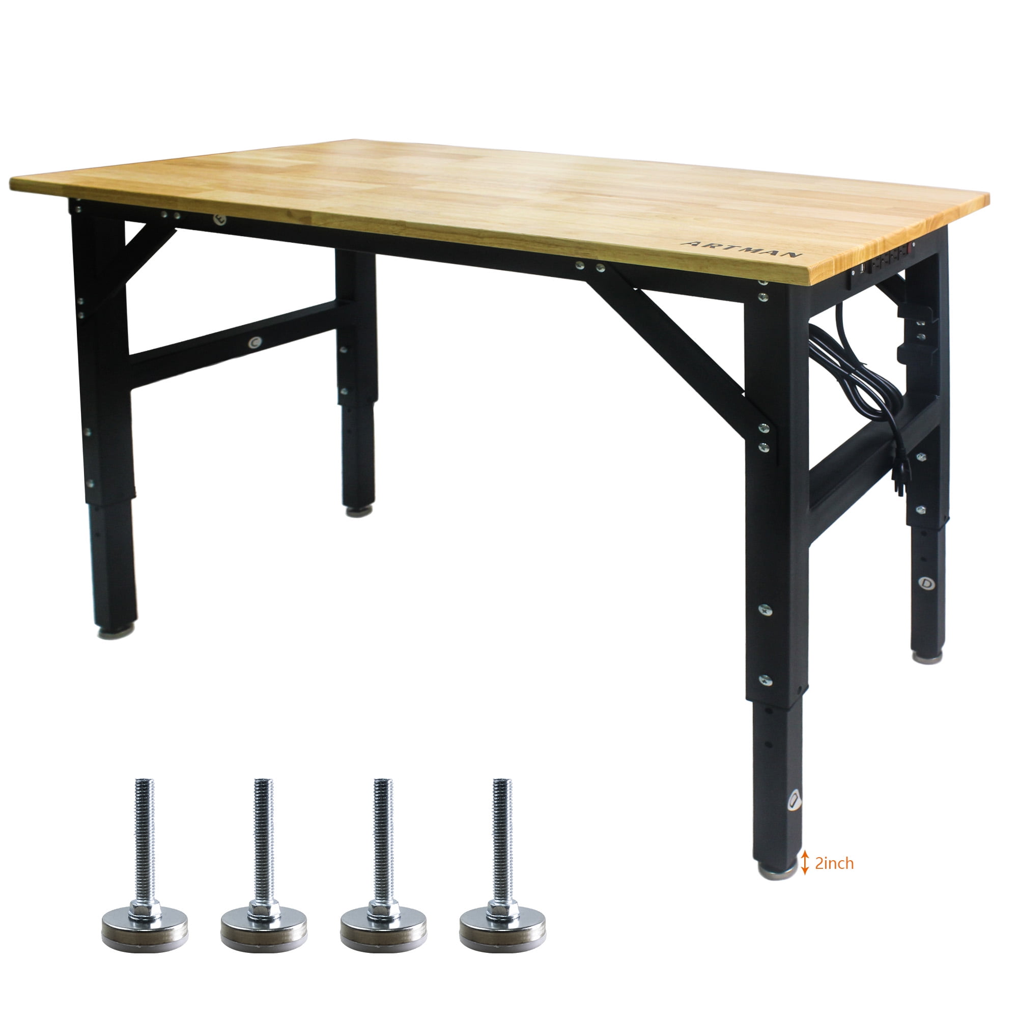 Fulvari 48" Adjustable Workbench With 4 AC Power Outlets and 2 USB-A ...