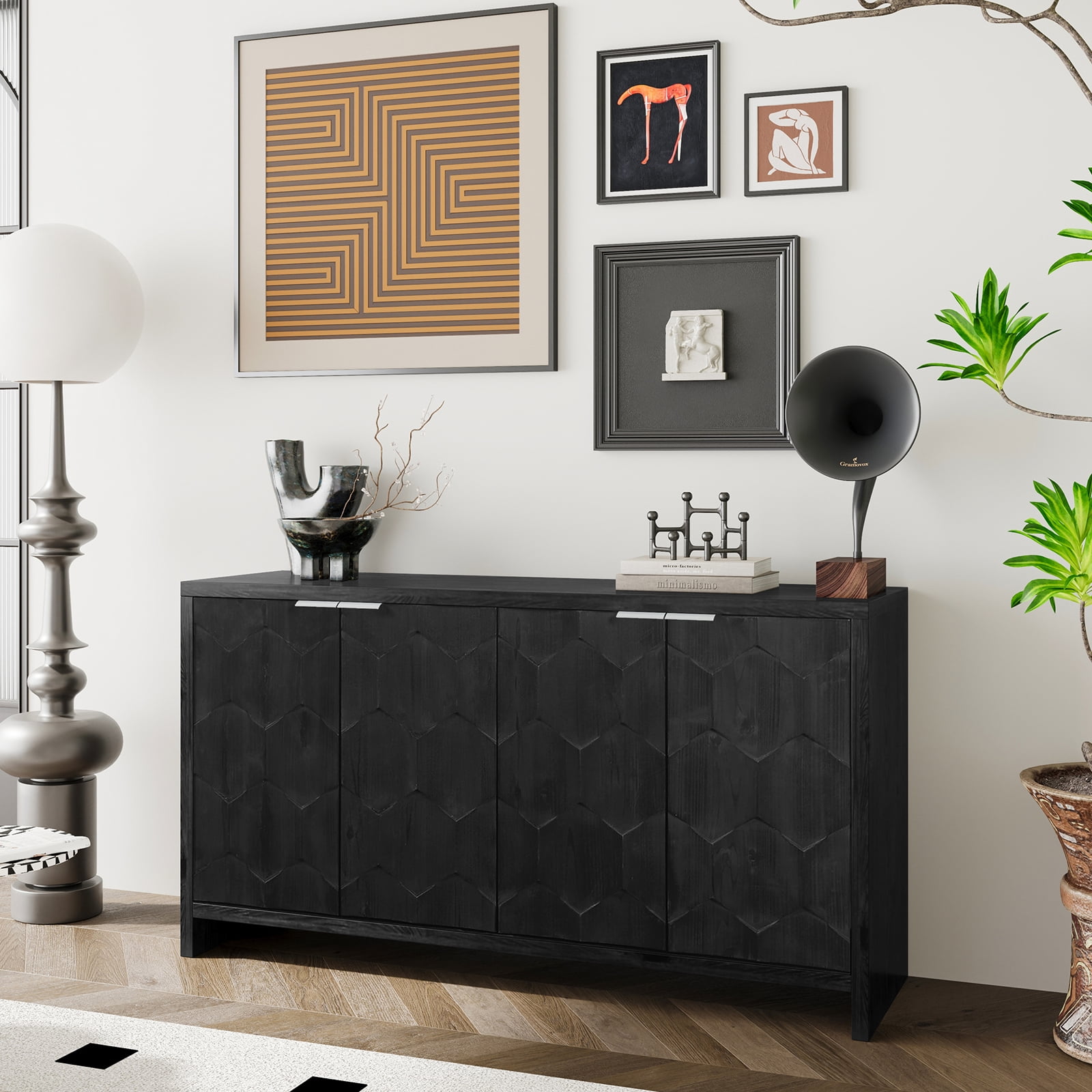 Fulvari Farmhouse Sideboard Buffet Cabinet Wooden Sideboard With ...