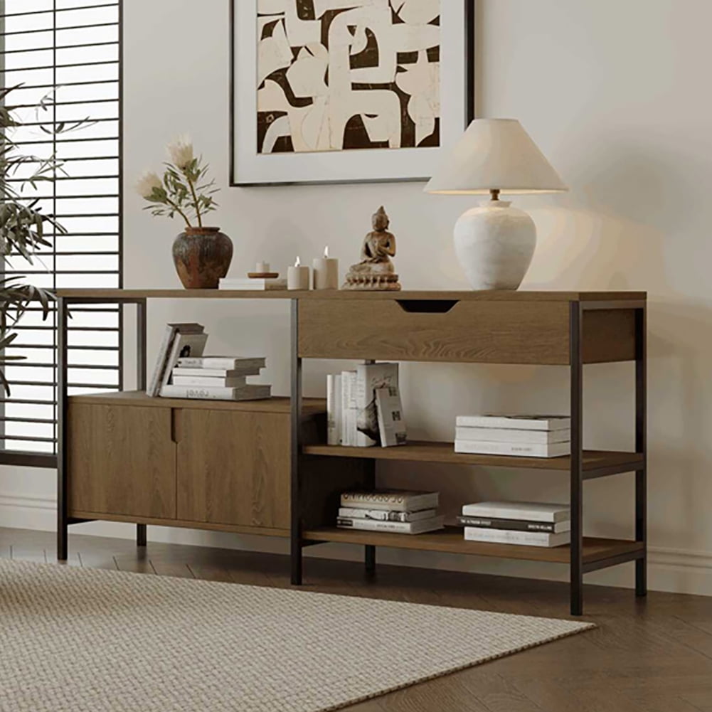 Fulvari Living Room Dining Room Storage Cabinet With Open Shelves ...