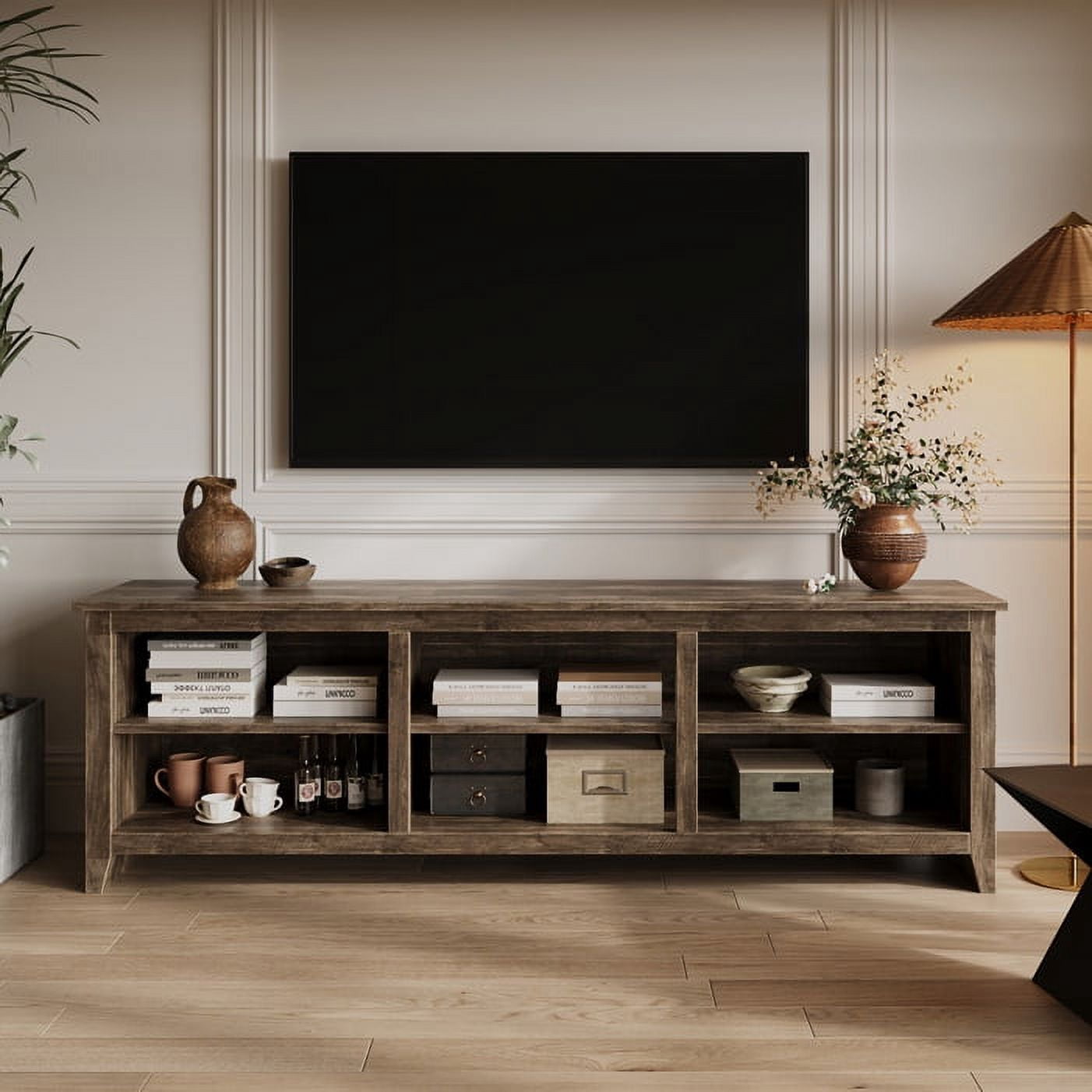 Fulvari Living Room TV Stand for up to 70-inch TV, Retro Entertainment ...