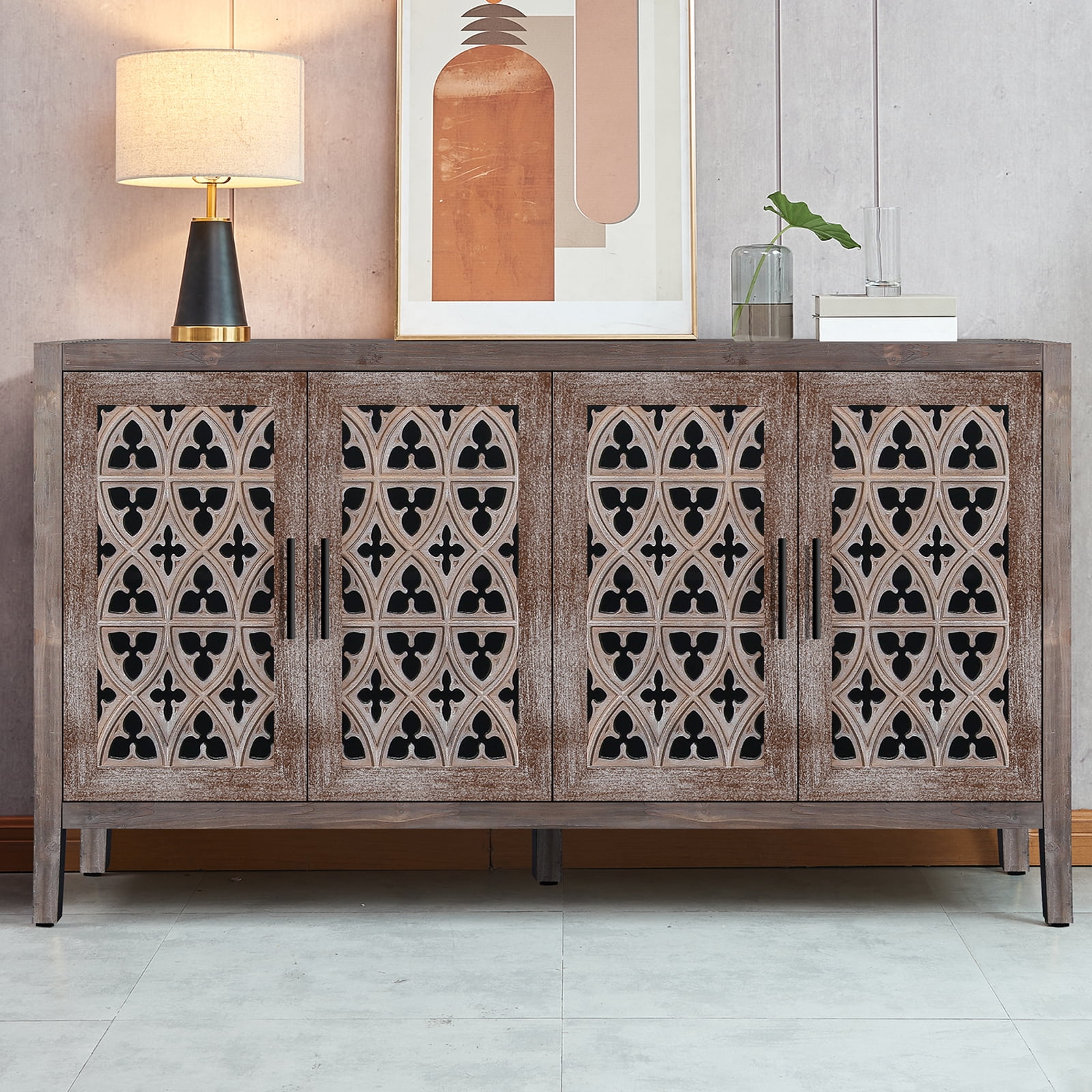 Fulvari Sideboard Buffet Cabinet, TV Cabinet With Upper, Middle And ...