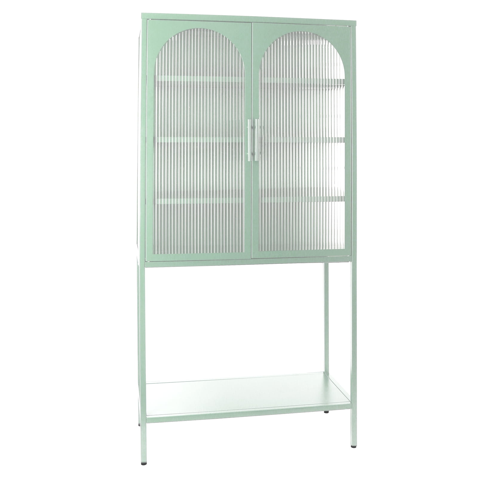 Fulvari Tall Glass Storage Cabinet With 2 Glass Arched Doors ...