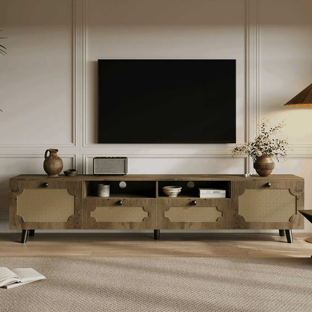 Fulvari Vintage Living Room TV Cabinet for 65inch TV, with Solid Wood ...