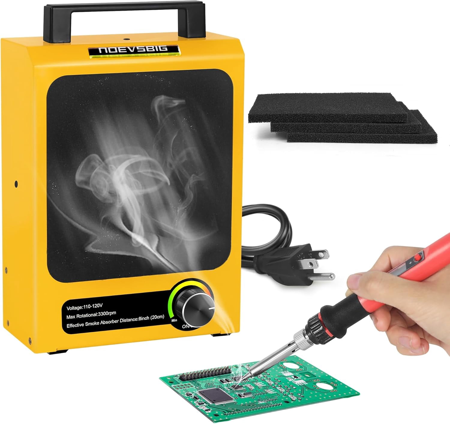 Fume Extractor, Adjustable Suction Power Solder Extractor with 4 Carbon ...